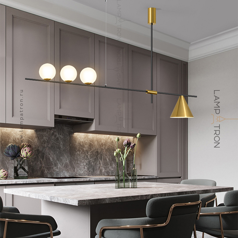 Реечный, рядный светильник ODDS 1+2 плафона. Плафон черный. Каркас черный+золото.. Эксклюзив ...