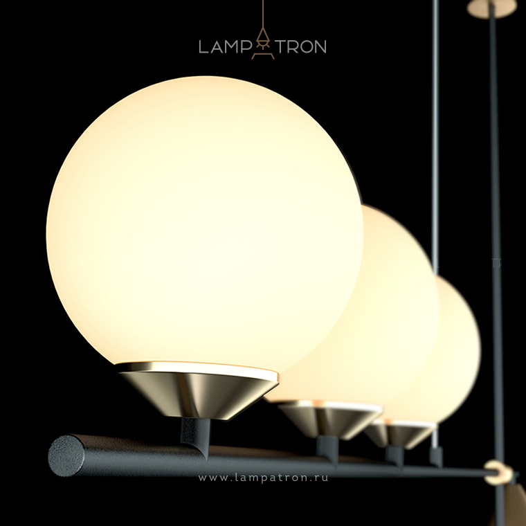 Реечный, рядный светильник ODDS 1+2 плафона. Плафон черный. Каркас черный+золото.. Эксклюзив ...