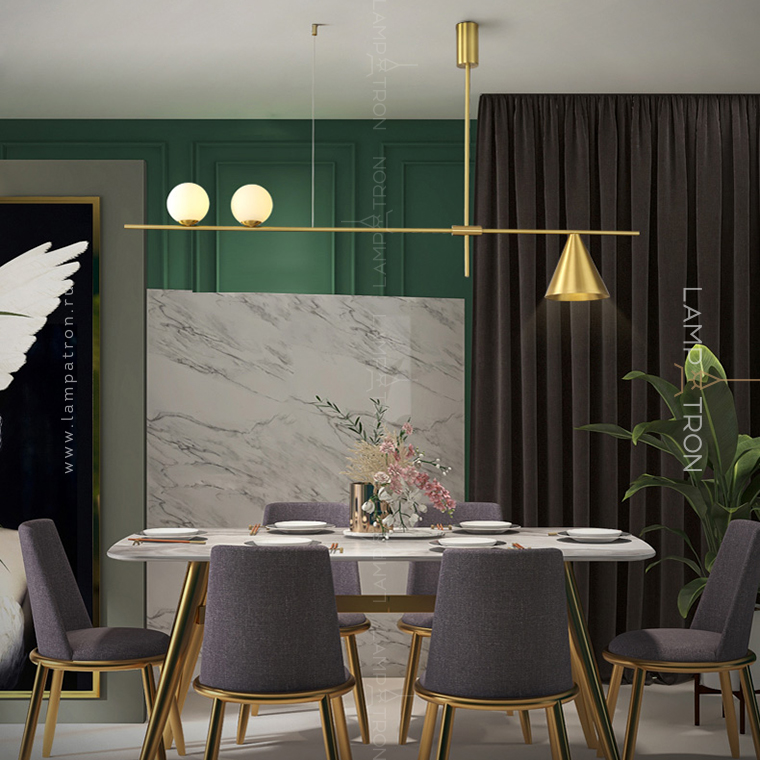 Реечный, рядный светильник ODDS 1+2 плафона. Плафон черный. Каркас черный+золото.. Эксклюзив ...