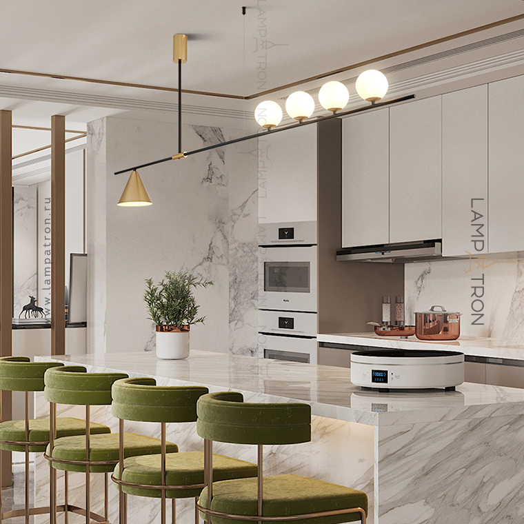 Реечный, рядный светильник ODDS 1+2 плафона. Плафон черный. Каркас черный+золото.. Эксклюзив ...