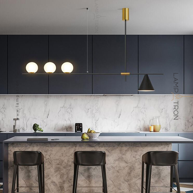 Реечный, рядный светильник ODDS 1+2 плафона. Плафон черный. Каркас черный+золото.. Эксклюзив ...