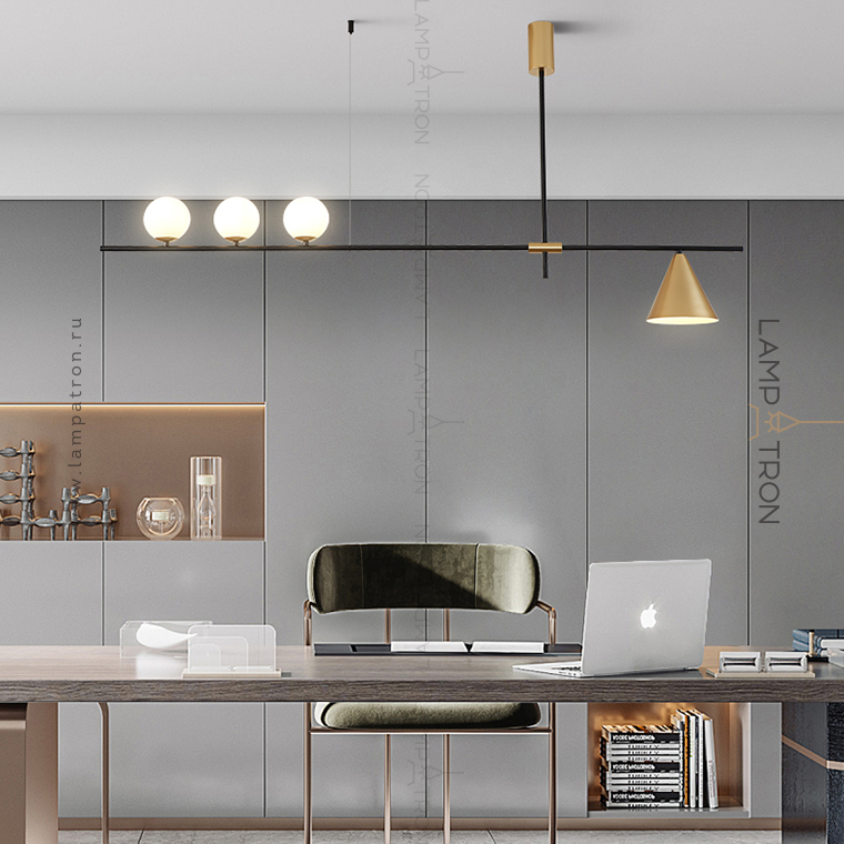 Реечный, рядный светильник ODDS 1+2 плафона. Плафон черный. Каркас черный+золото.. Эксклюзив ...