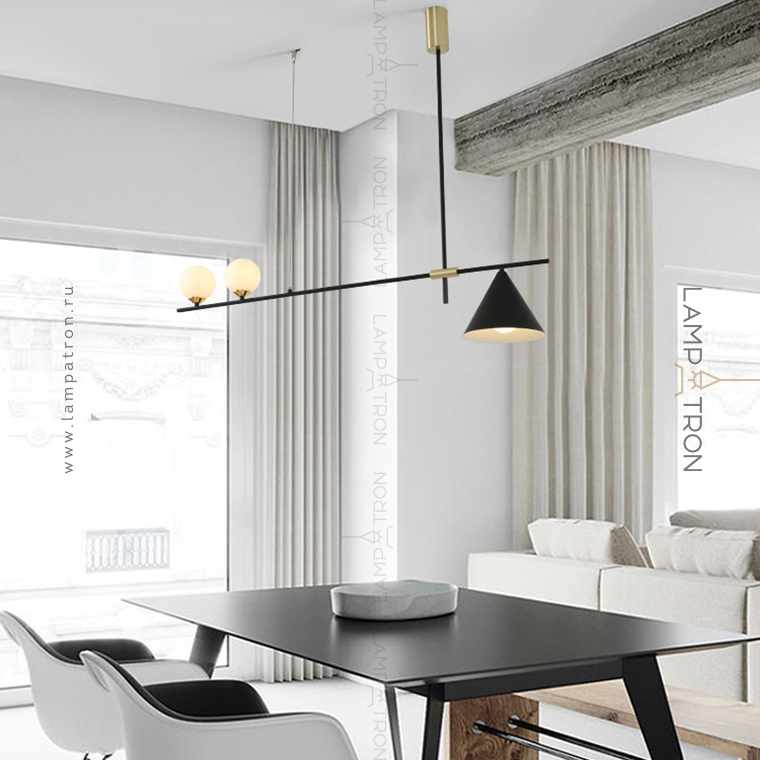 Реечный, рядный светильник ODDS 1+2 плафона. Плафон черный. Каркас черный+золото.. Эксклюзив ...